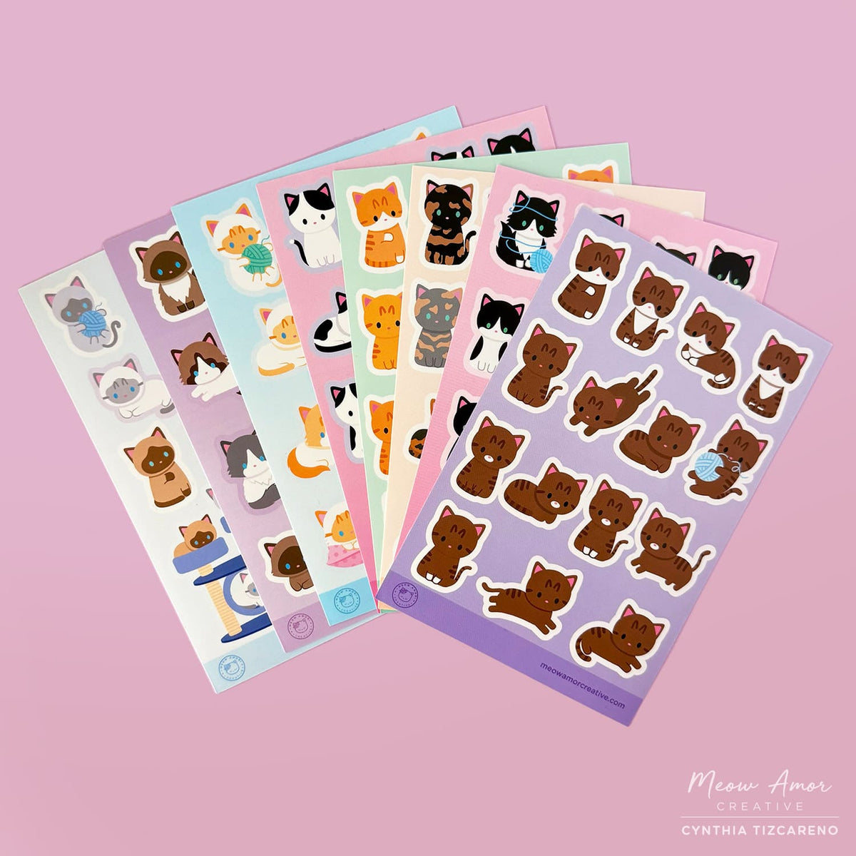 Bundle Cats Vinyl Sticker Sheets – Meow Amor Creative