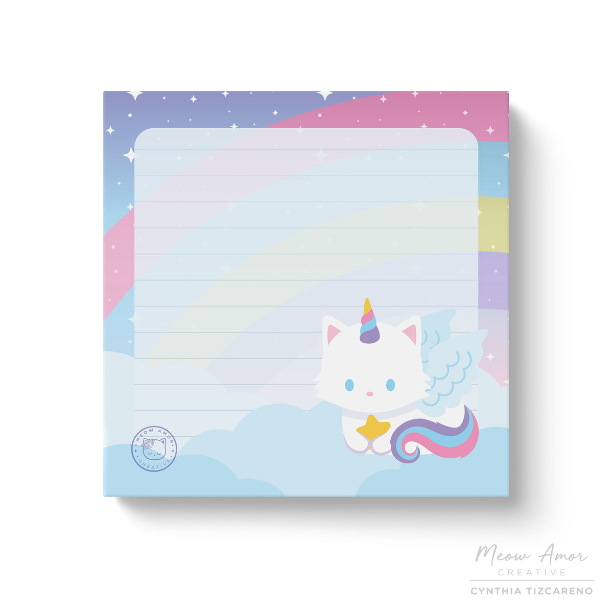 Unicorn White Cat Sticky Notes – Meow Amor Creative