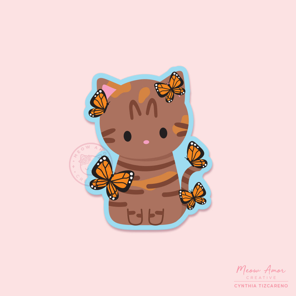 Torbie Cat Monarch Butterfly Vinyl Sticker – Meow Amor Creative