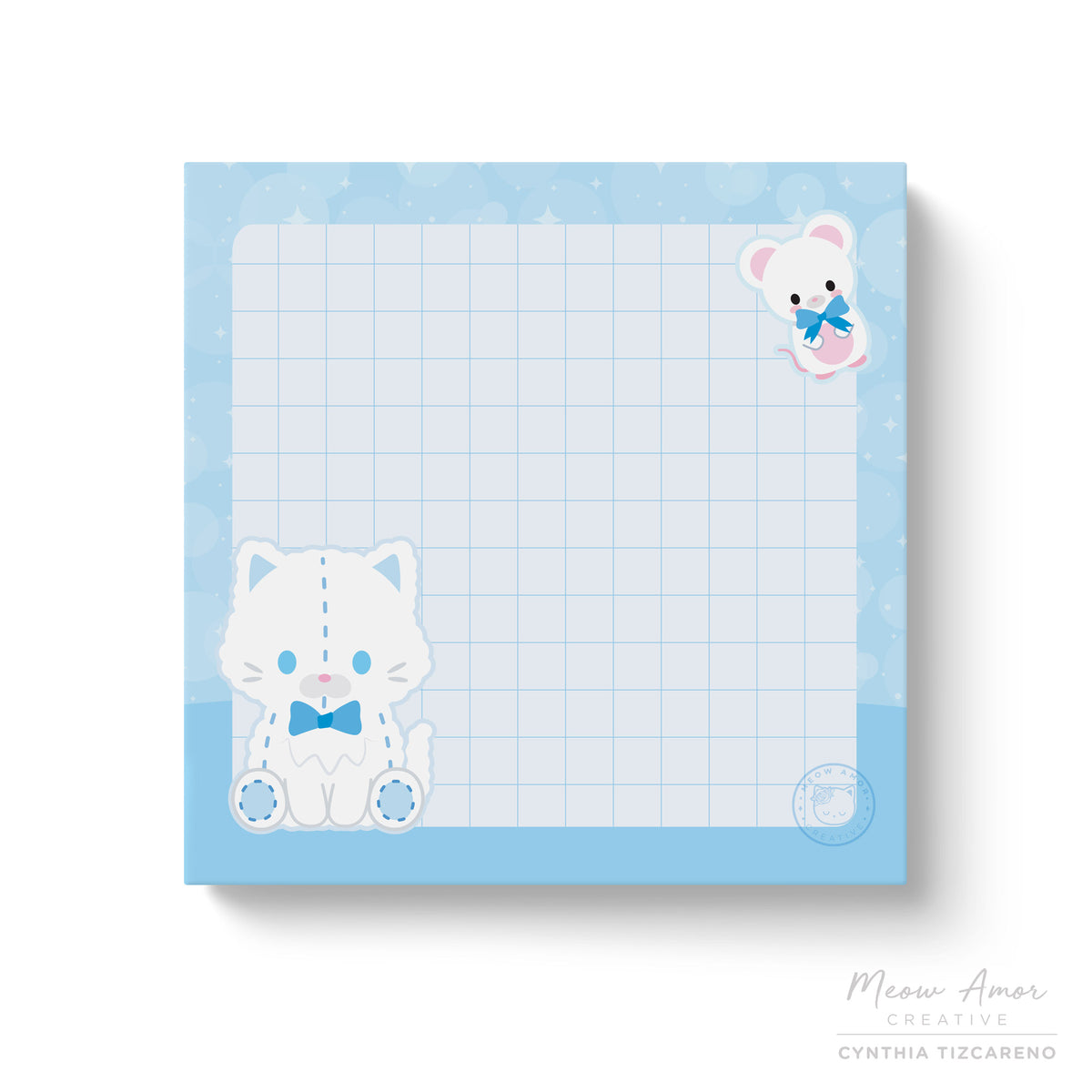 White Cat Plushie Sticky Notes – Meow Amor Creative