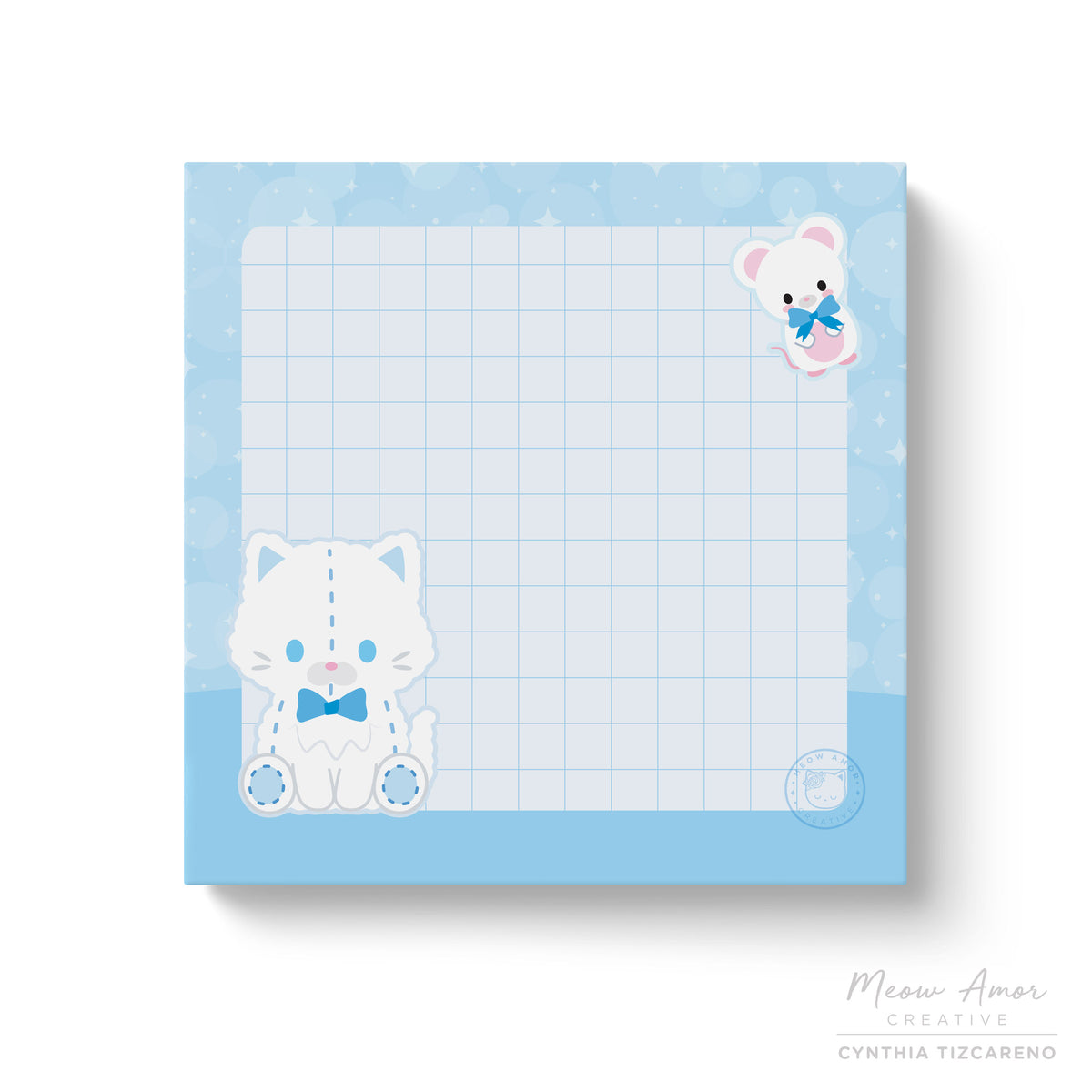 White Cat Plushie Sticky Notes – Meow Amor Creative