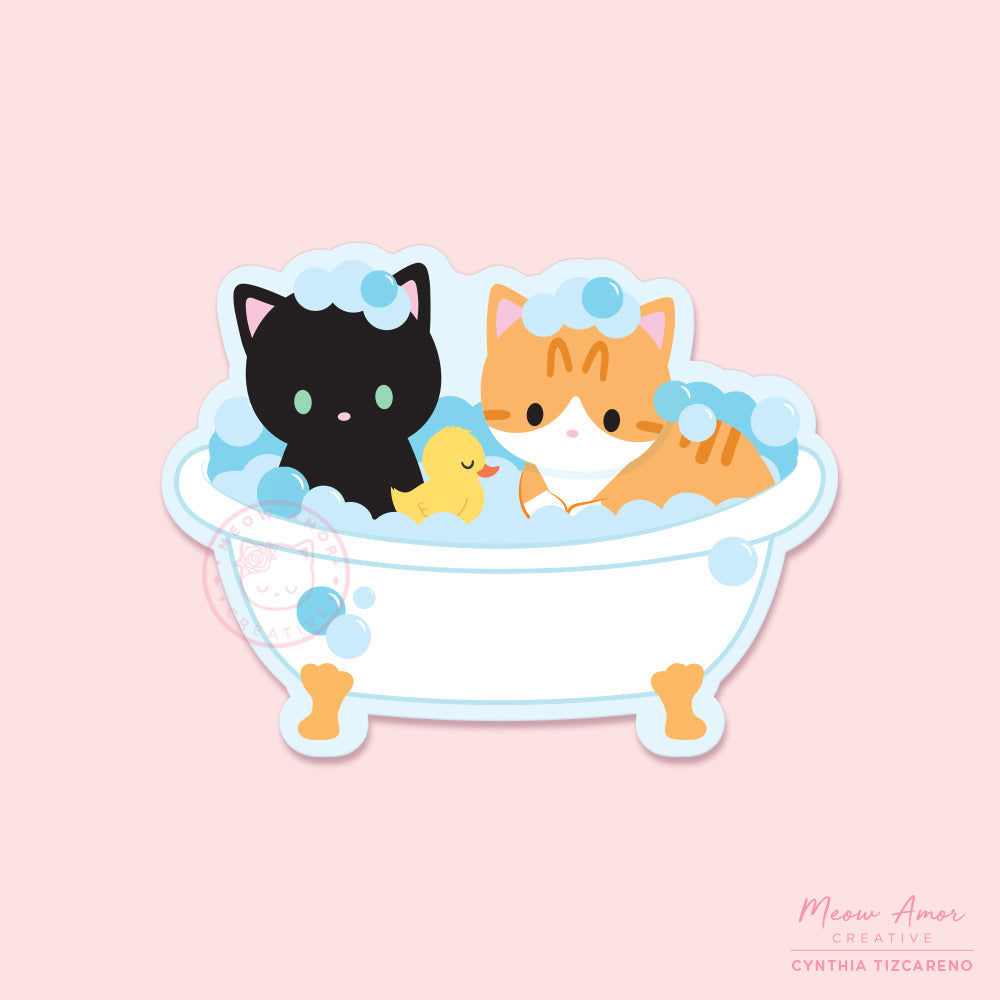 Bath Time Cats Vinyl Sticker – Meow Amor Creative
