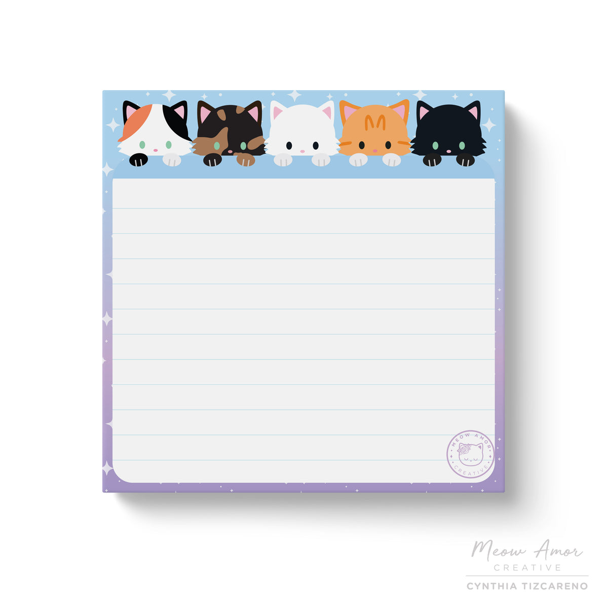 All the Fluffy Cats Lined Sticky Notes – Meow Amor Creative