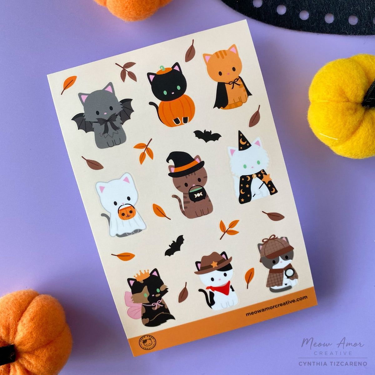 Cat Halloween Parade Vinyl Sticker Sheet – Meow Amor Creative
