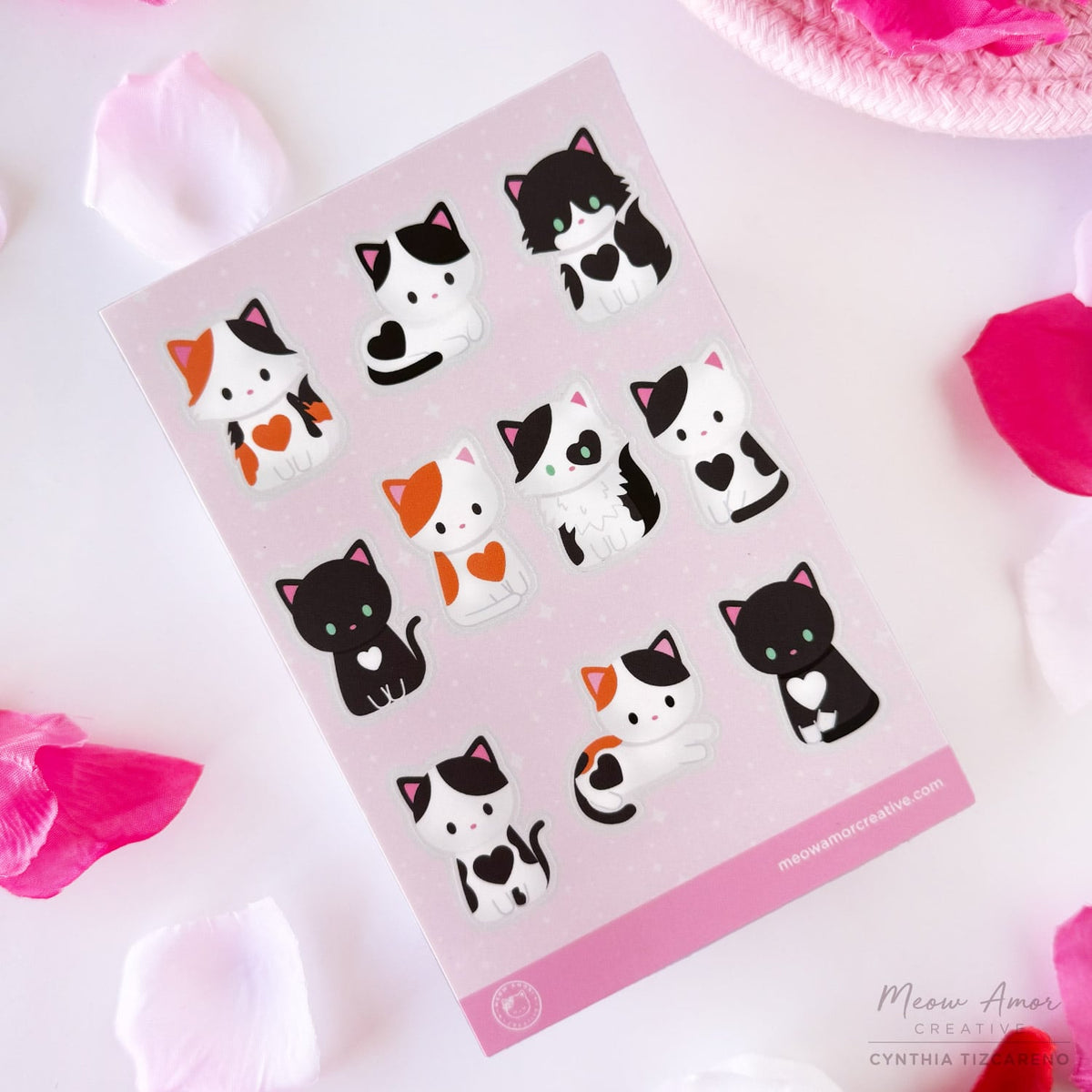 Heart Cats Vinyl Sticker Sheet – Meow Amor Creative