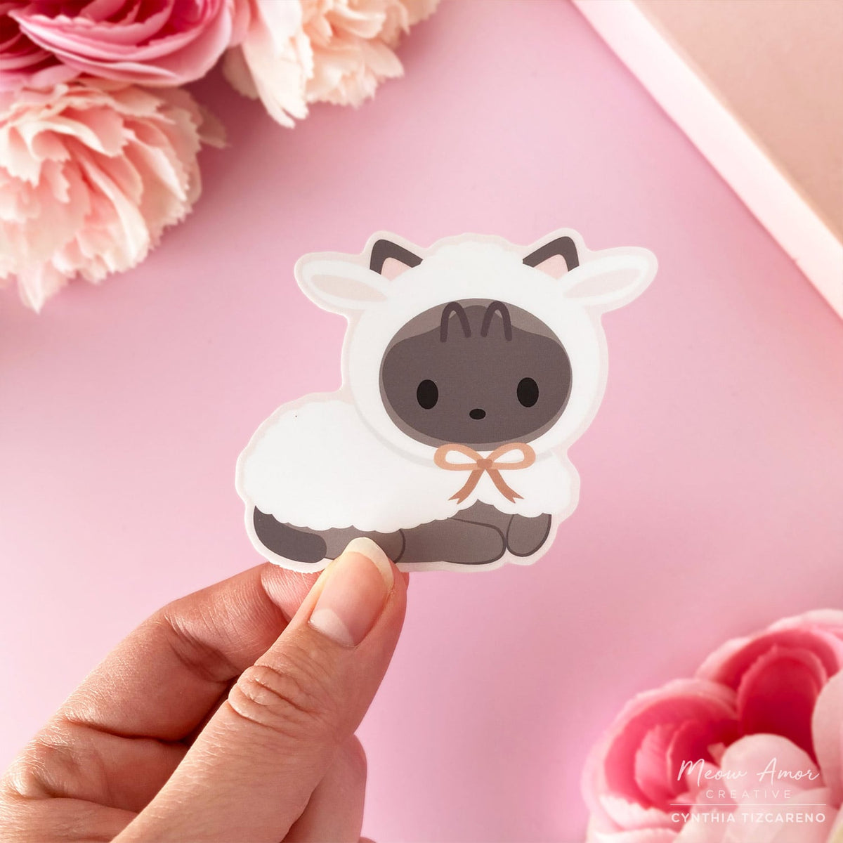 Lamb Cat Vinyl Sticker – Meow Amor Creative