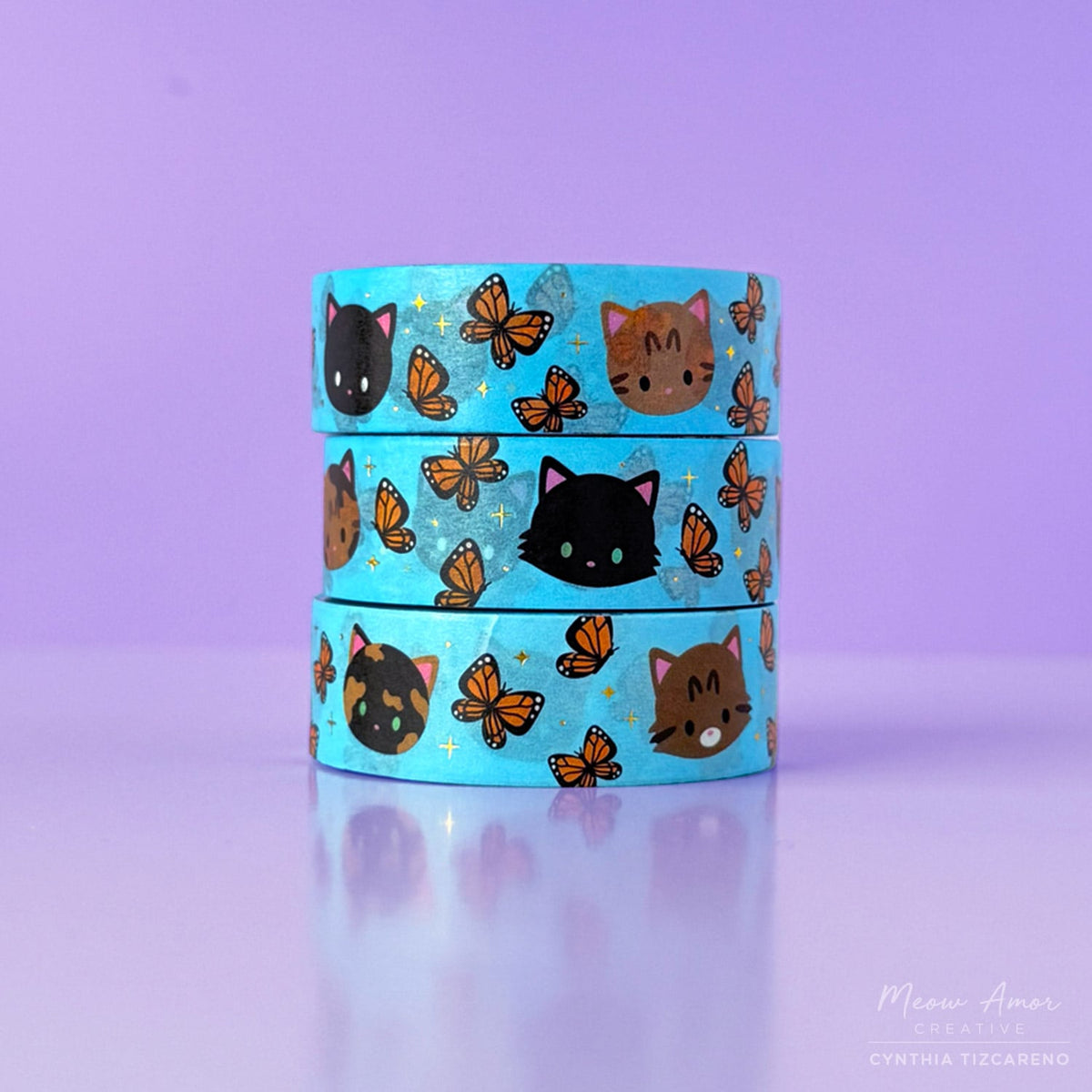 Monarch Butterflies Cats Gold Foil Washi Tape – Meow Amor Creative