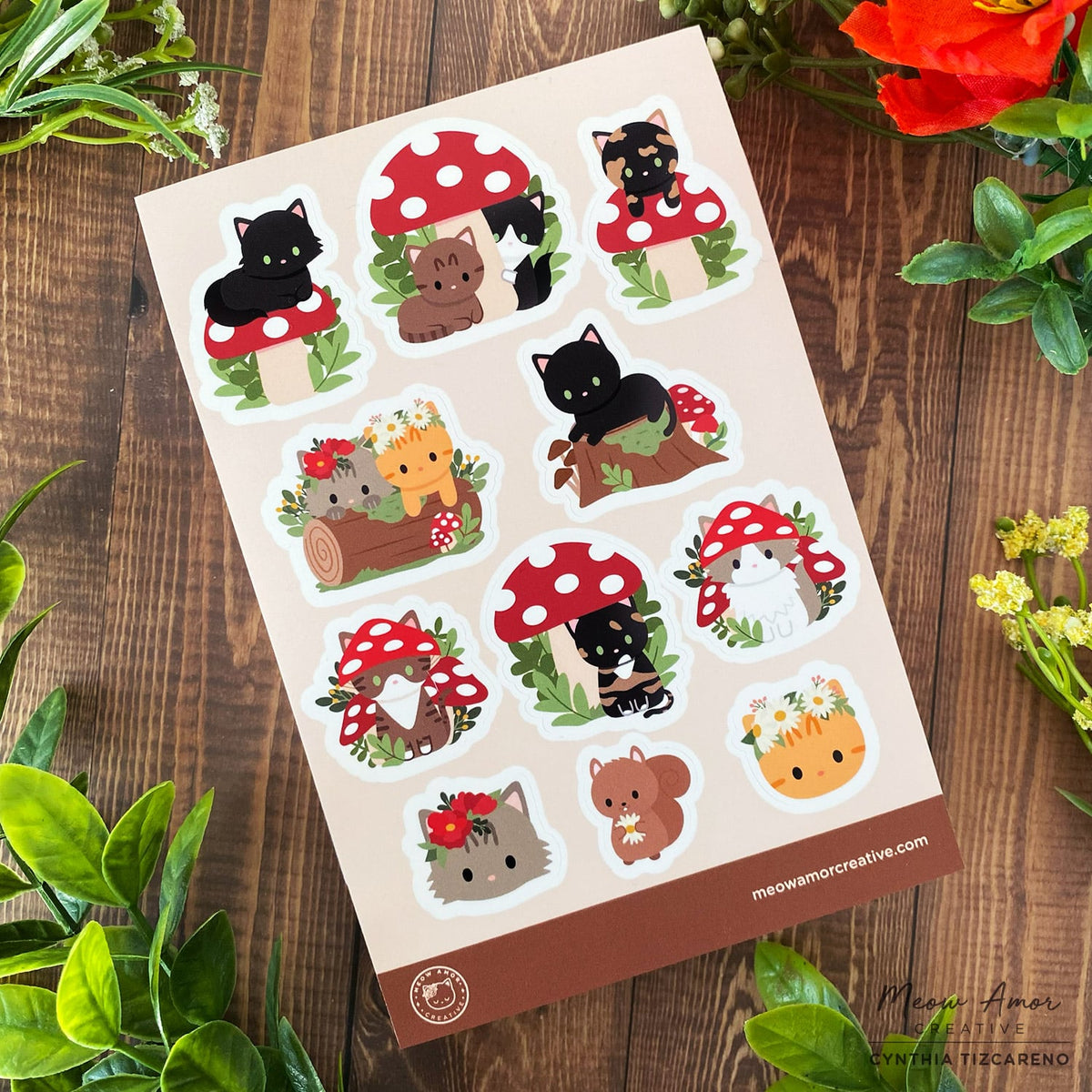 Mushroom Cats Vinyl Sticker Sheet – Meow Amor Creative