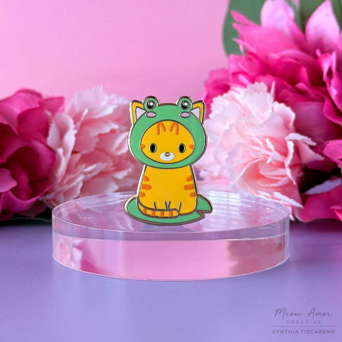 Orange Tabby Cat Frog Enamel Pin – Meow Amor Creative
