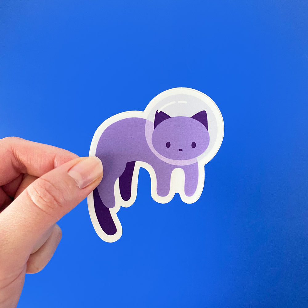 Purple Space Cat Vinyl Sticker – Meow Amor Creative