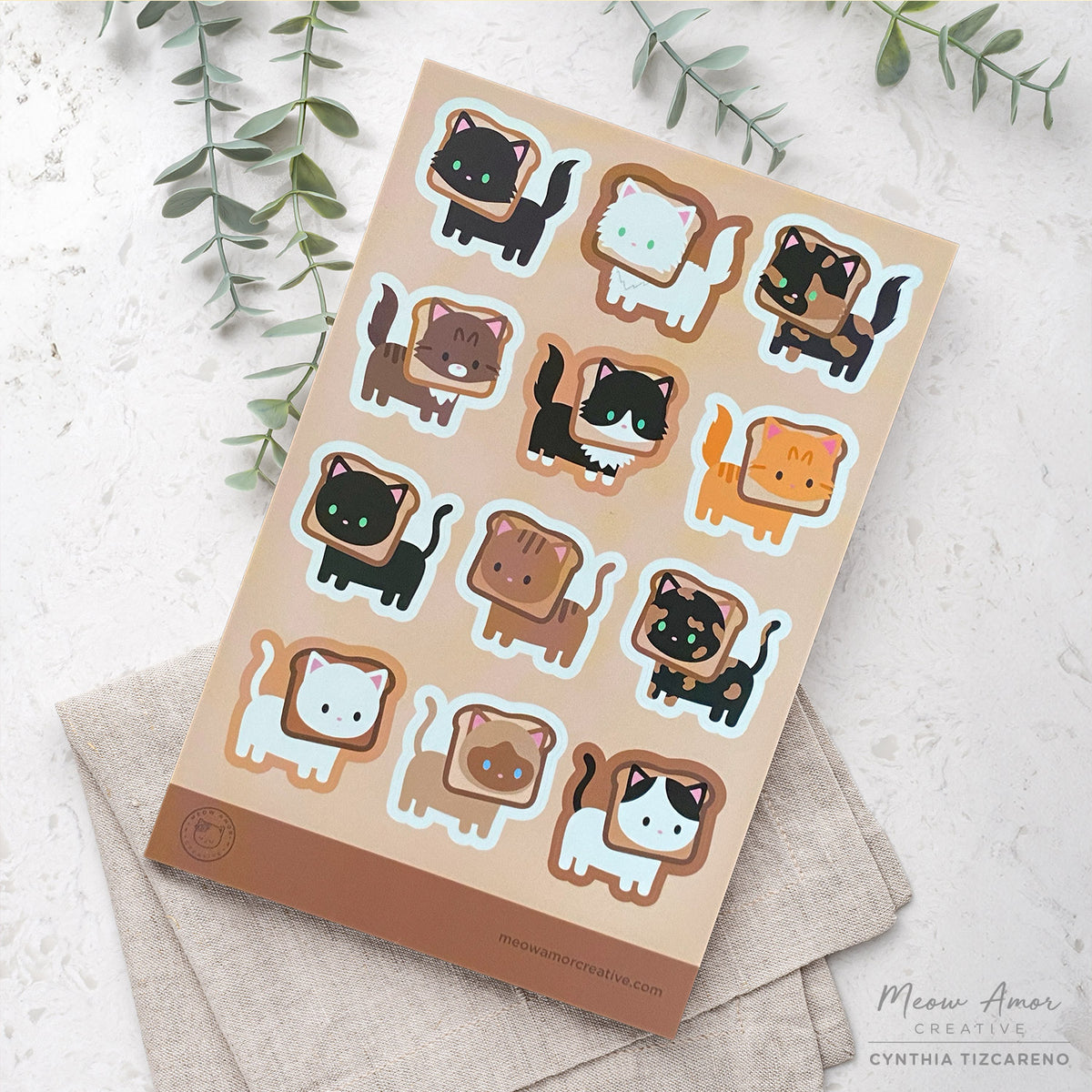 Toast Cats Vinyl Sticker Sheet – Meow Amor Creative