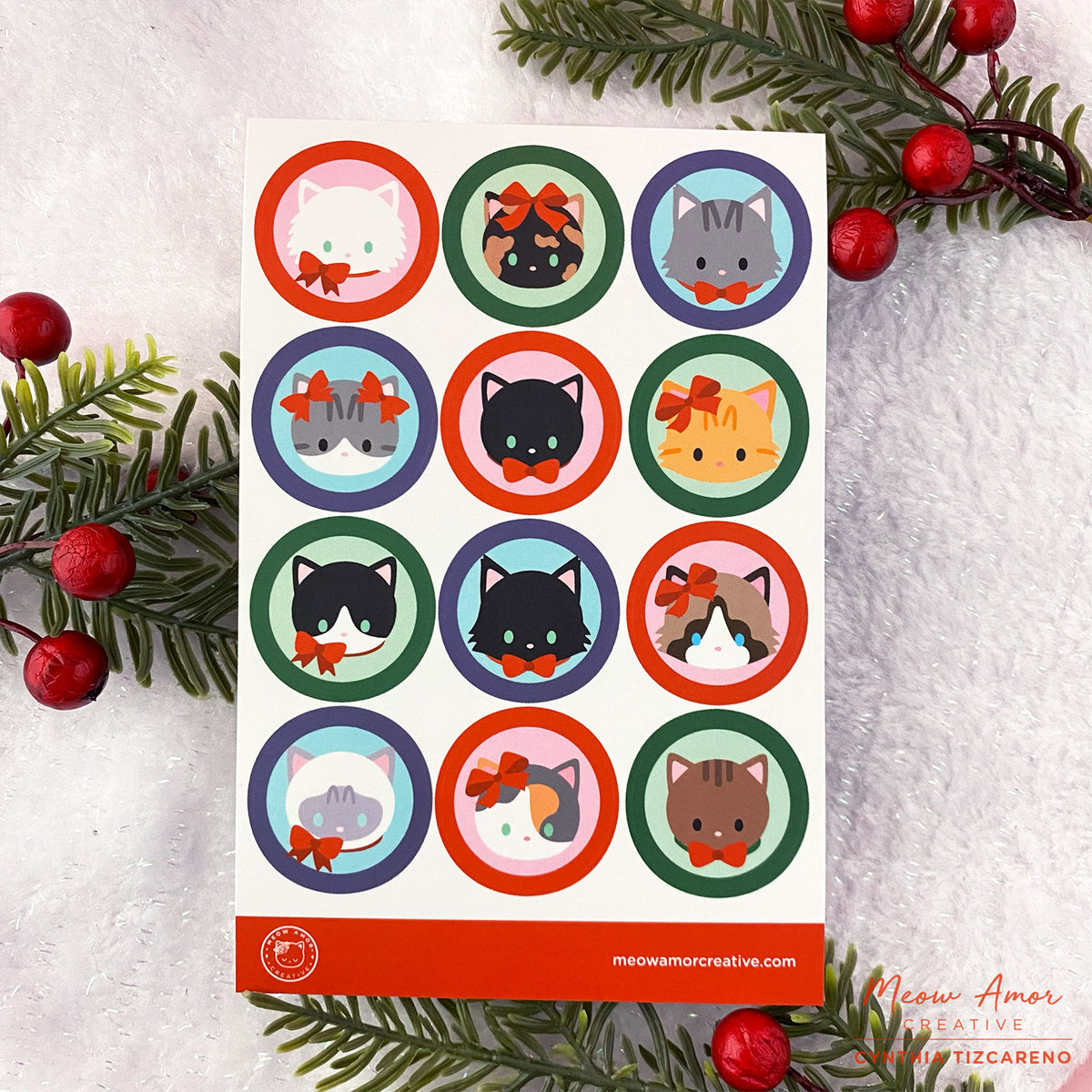 Cute Ribbon Cats Vinyl Sticker Sheet – Meow Amor Creative