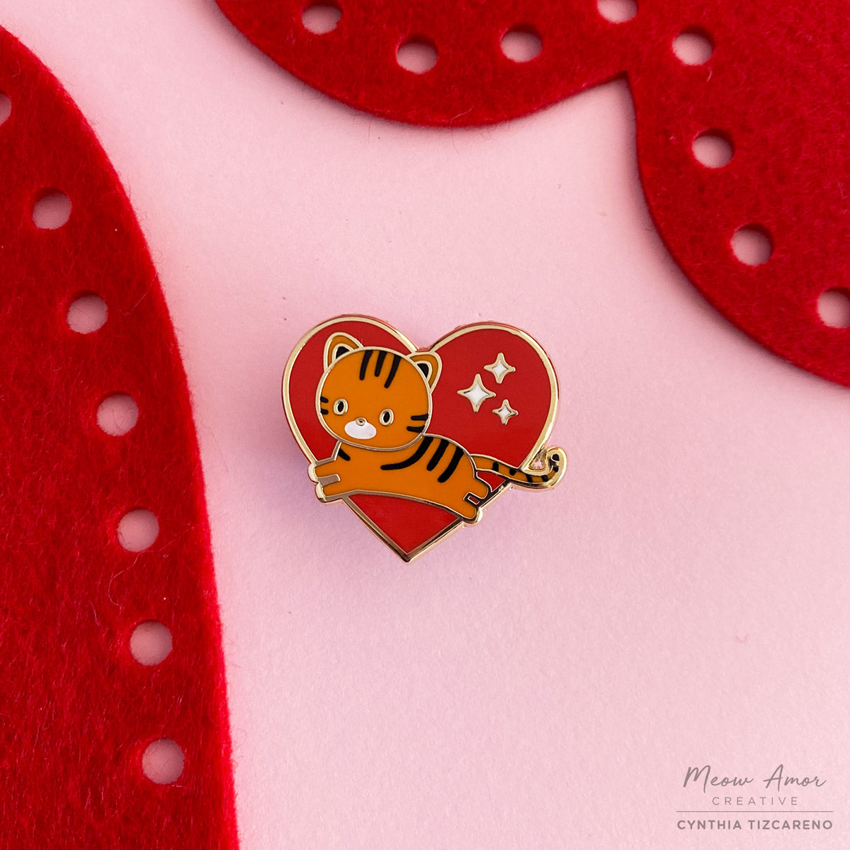 Tiger Love Enamel Pin – Meow Amor Creative